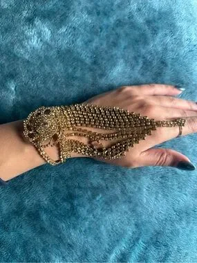 Jewelry | Gold Hand Chain Bracelet With Ring Connector | Poshmark